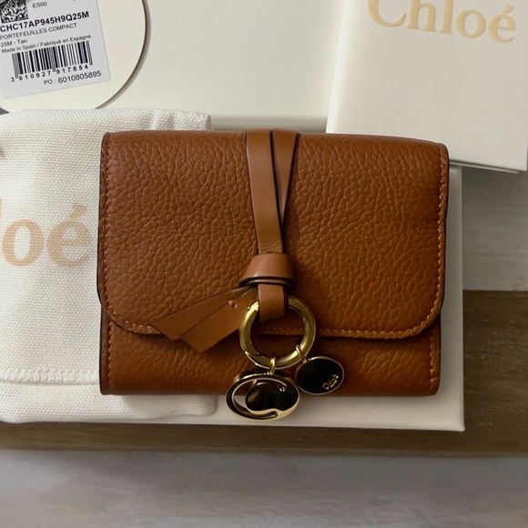 Chloe | Bags | Chloe Ladies Brown Alphabet Trifold Mini Wallet ...